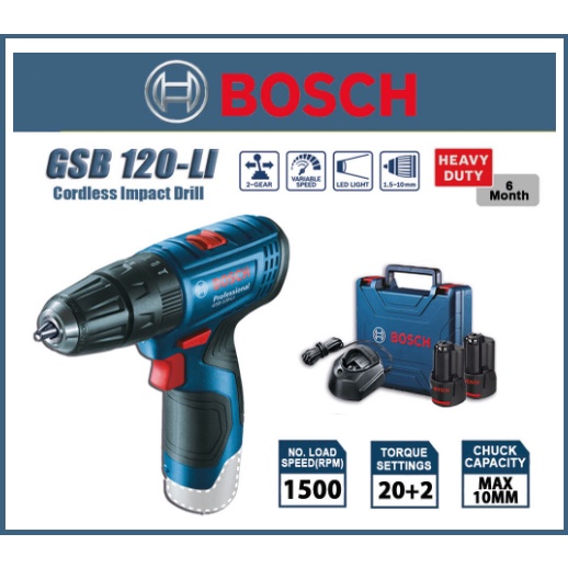 BOSCH GSB120-LI GEN 2 12V Cordless Impact Drill GSB 120-LI GSB120LI GSB ...