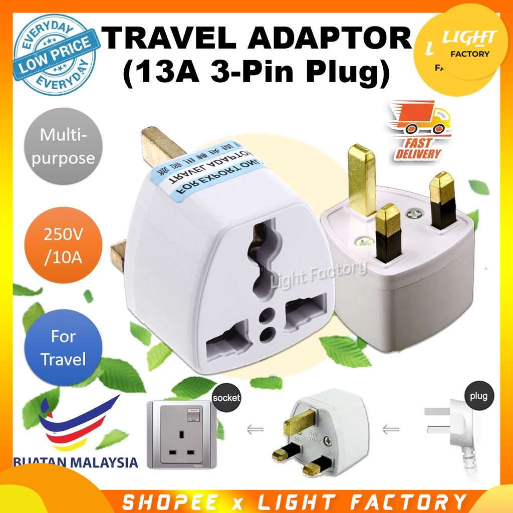 [SIRIM APPROVED] 3 Way Adapter with switch 3 Pin Conversion Plug ...
