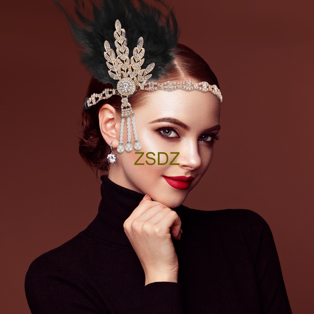 1920s Flapper Headband Feather Headpiece Roaring 20s Gatsby Hair ...