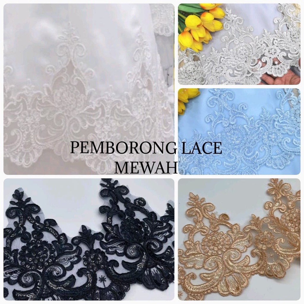 🔥Ready Stock Big Saiz 21cm Tinggi BORDER LACE SIMPLE KEMAS MANIK SESUAI ...