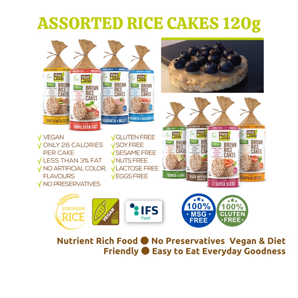 RiceUP Gluten Free Whole Grain Brown Rice Crunchy Cakes - Assorted ...