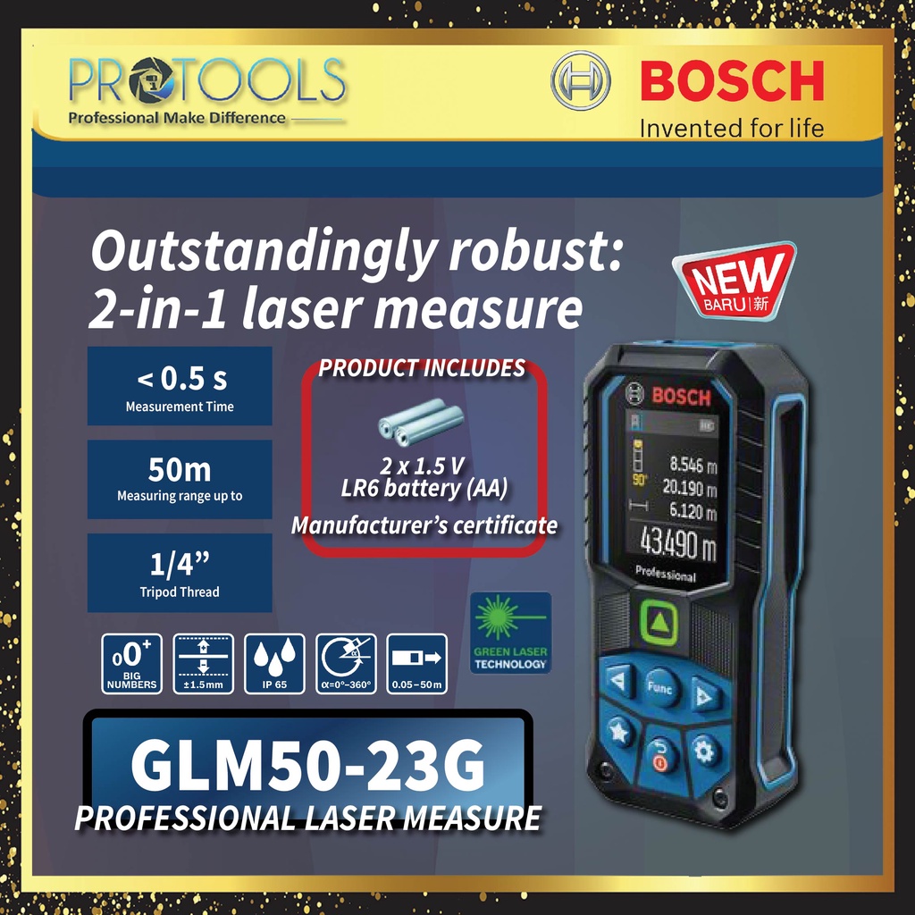 BOSCH GLM500 / GLM50-23G ( GLM5023G ) / GLM50-27CG PROFESSIONAL DIGITAL LASER MEASURE ...