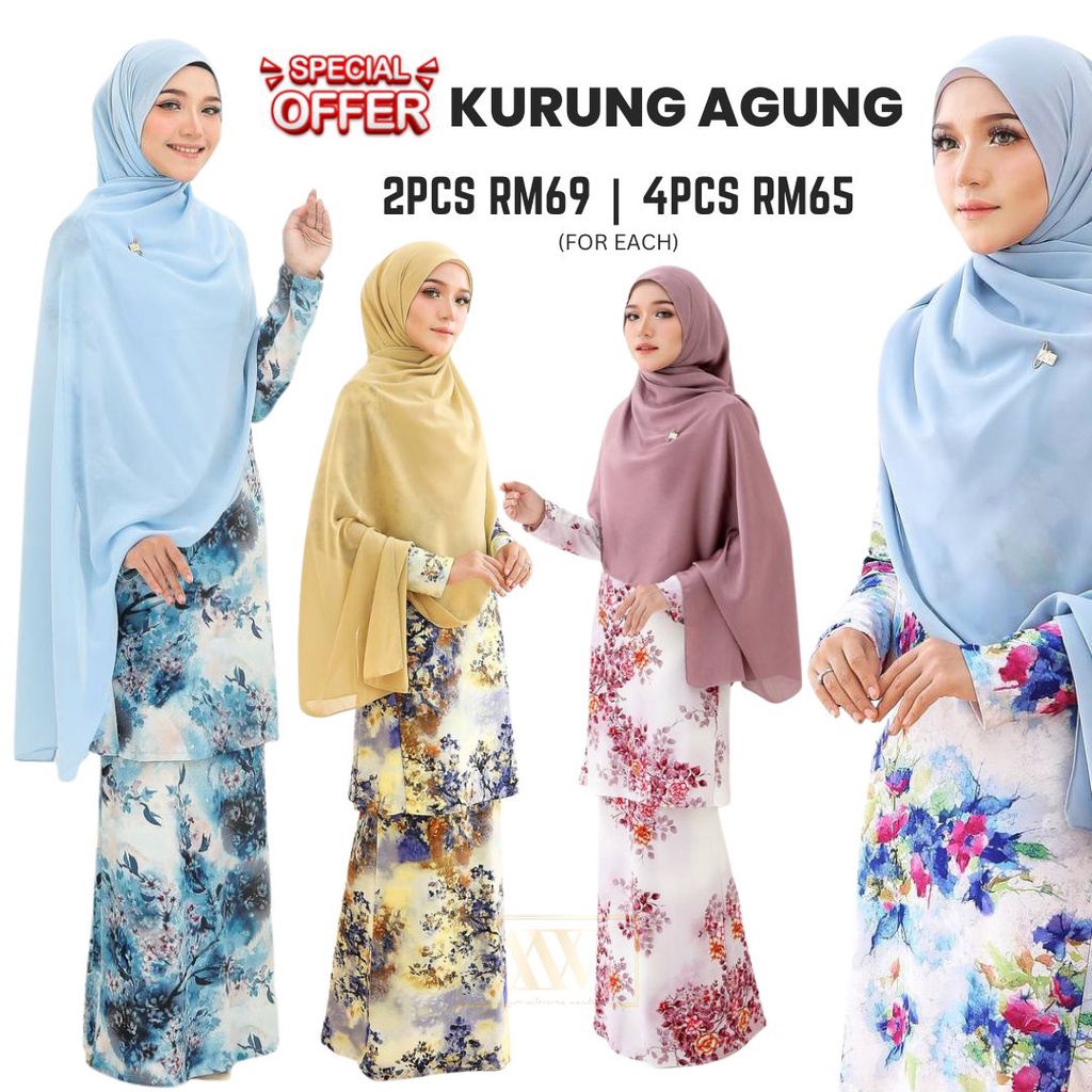 Baju Kurung Agung FLORAL SEASON 1,Baju Tak payah gosok 2022,Baju kurung Muslimah,Baju Plusszie ...