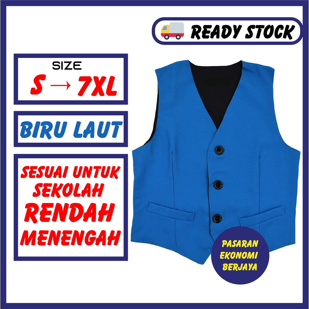 VEST SEKOLAH BIRU LAUT PLUS SIZE TURKEY BLUE SCHOOL VEST UNIFORM ...