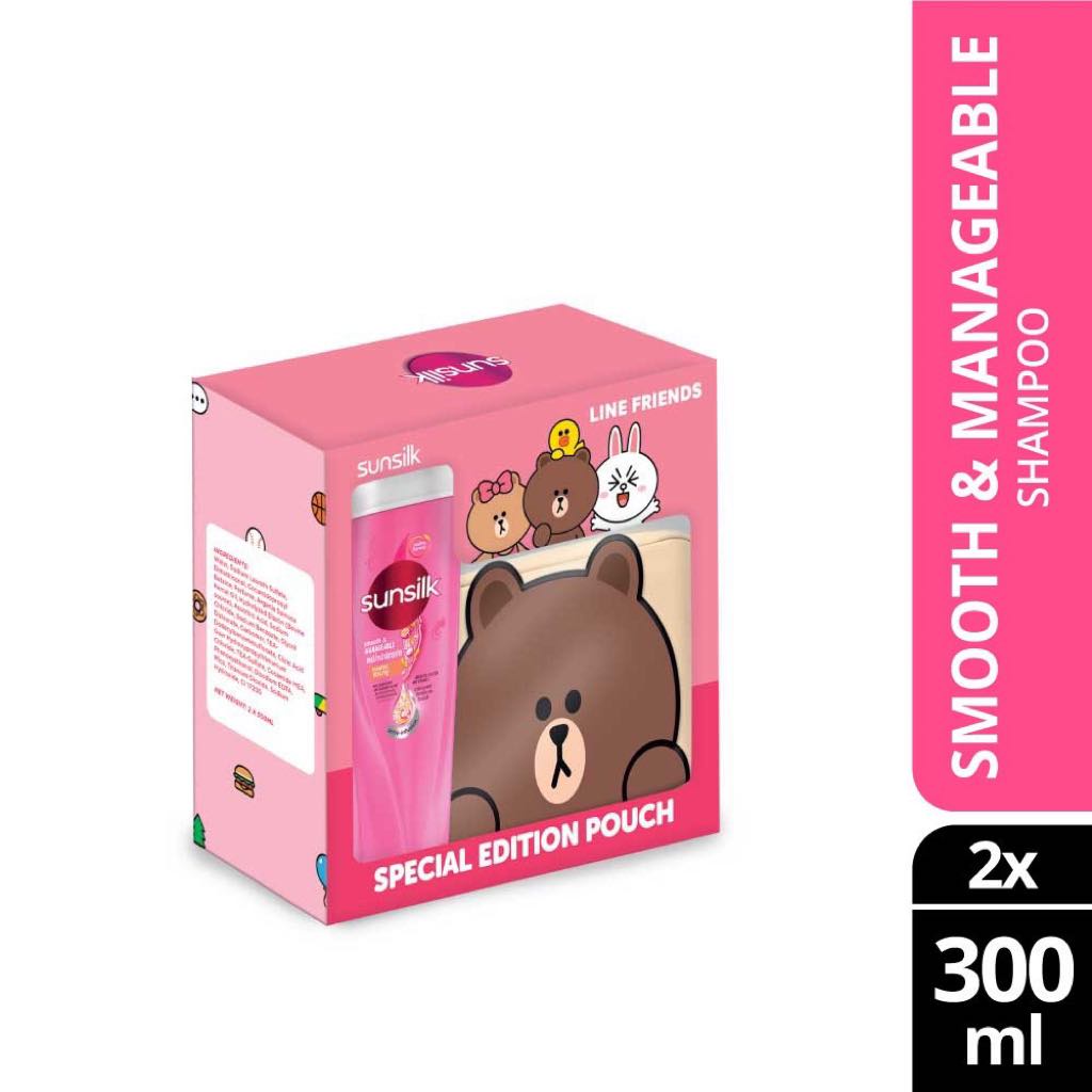 Sunsilk Shampoo Smooth & Manageable 300ml x 2 Free LINE Friends Pouch ...