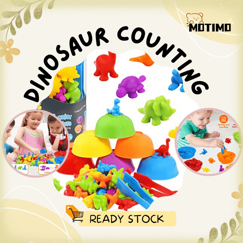 MOTIMO [From MY] Kids Toy Rainbow Counting Dinosaurs Soft Rubber Animal ...