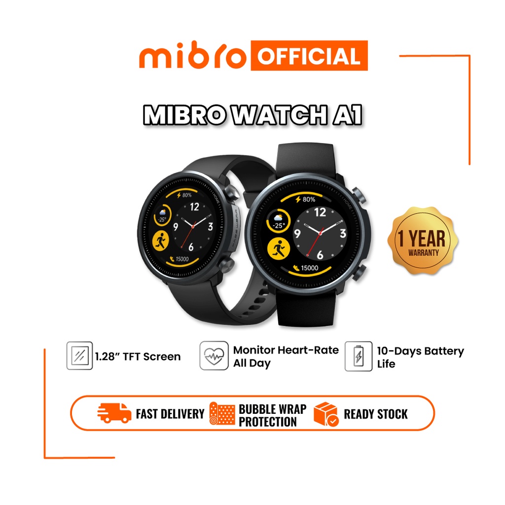 Mibro A1 SpO2 PPG Bio Heart Rate Sensor Smart Watch (1.28'') | Shopee Malaysia