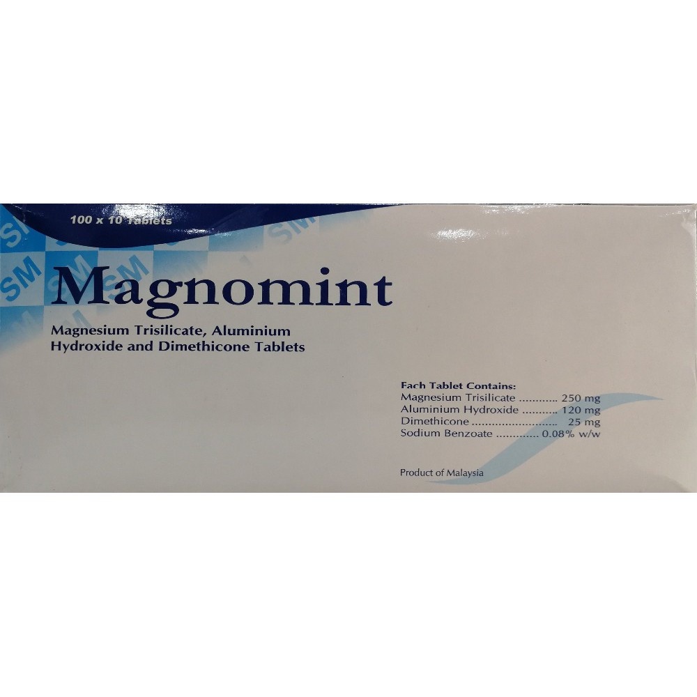 MAGNOMINT TABLET 100 X 10'S (MAGNESIUM TRISILICATE 250MG,ALUMINIUM ...
