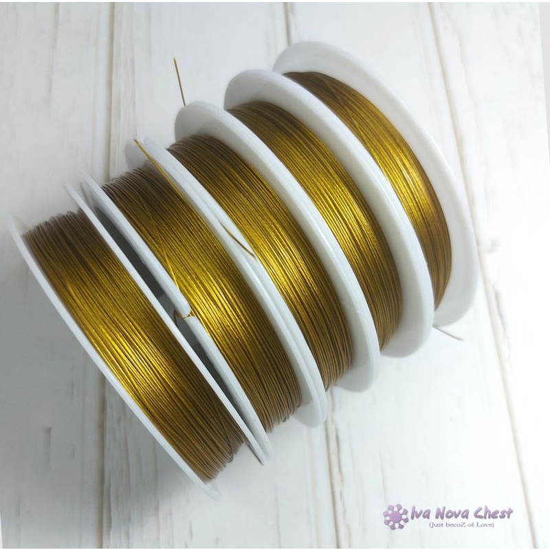 Tiger Tail Wire 0.45mm Gold Beading Wire Cord 30 meters DIY Bracelet ...