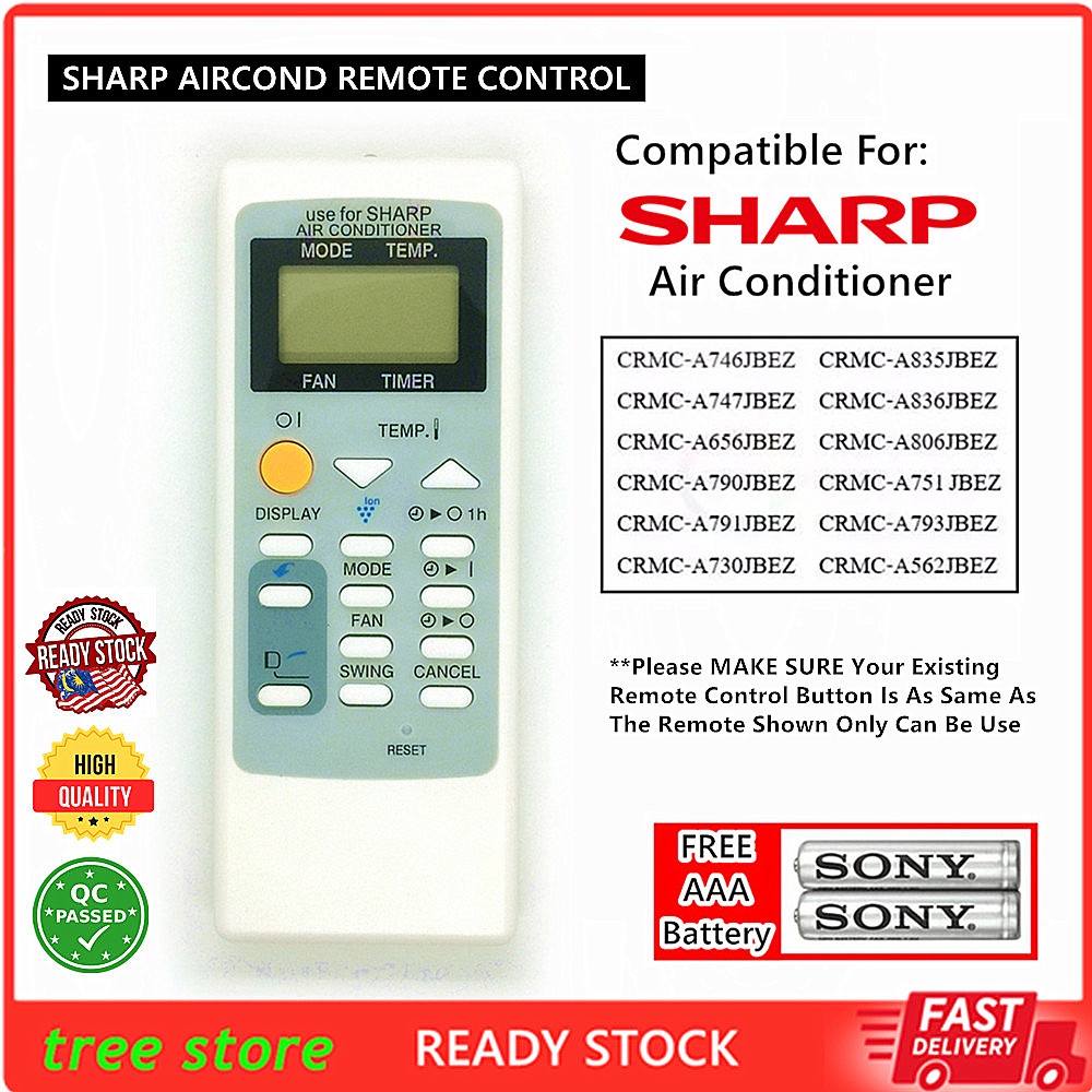 Sharp Aircond Air Conditioner Air Cond Remote Control Replacement for ...
