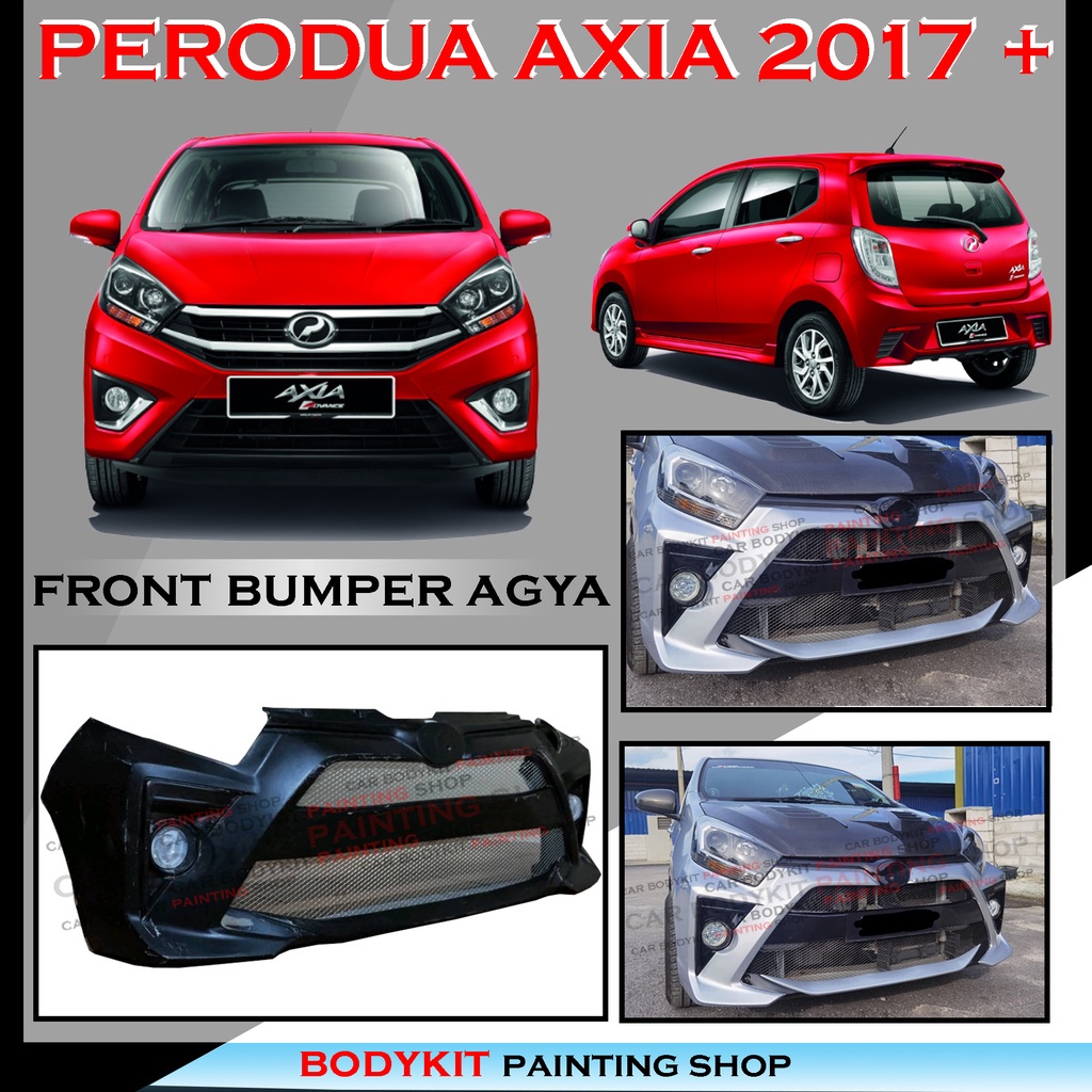 PERODUA AXIA 2017+ AGYA STYLE FULL SET FULLSET SKIRTING (FRONT BUMPER ...