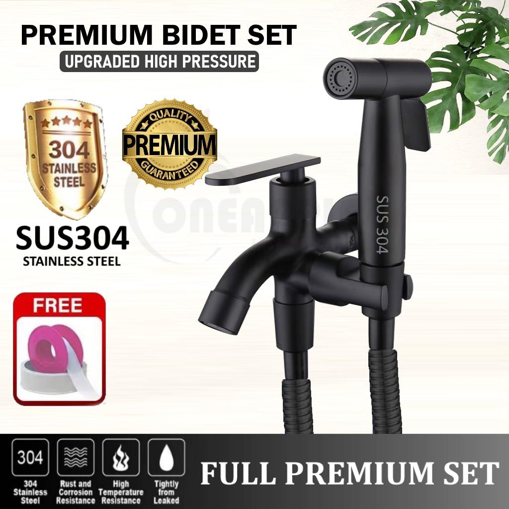 Stainless steel bidet spray set hand bidet two way tap faucet bathroom ...