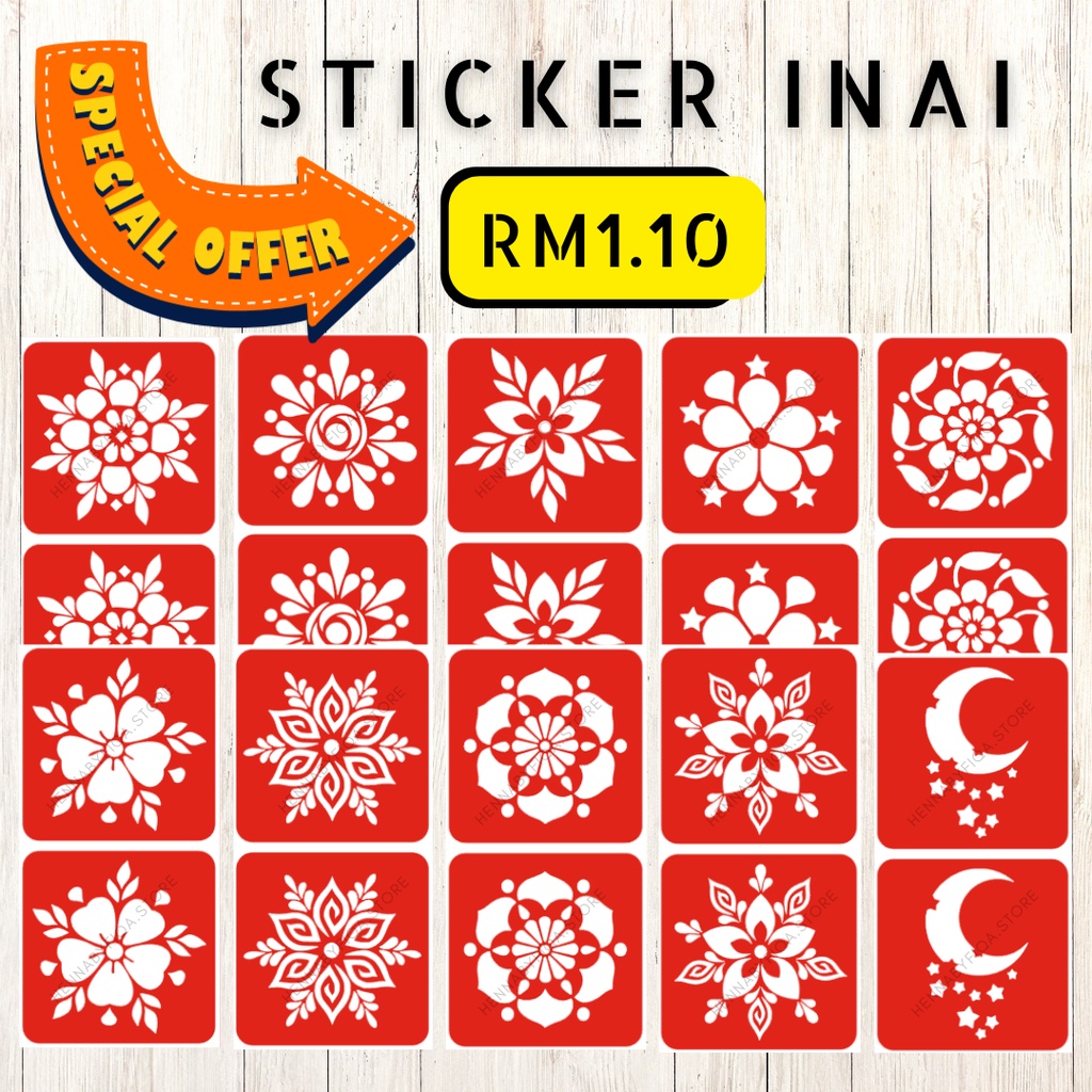 NEW DESIGN STICKER INAI SIMPLE MODERN DEWASA KANAK-KANAK | Shopee Malaysia