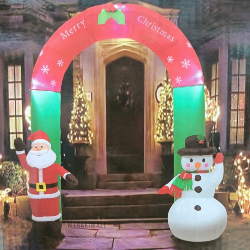 Santa and Snowman Inflatable Christmas Arch Indoor Outdoor Decoration ...