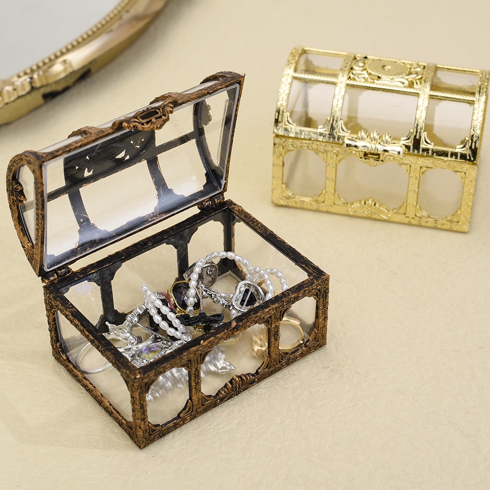 1Pc Vintage Transparent Pirate Treasure Storage Box / Mini Home Jewelry ...