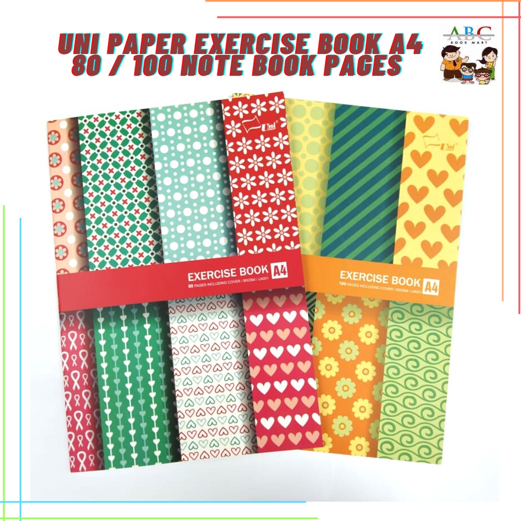 ( READY STOCK ) UNI PAPER EXERCISE BOOK A4 NOTE BOOK 80 / 100 PAGES FOR ...