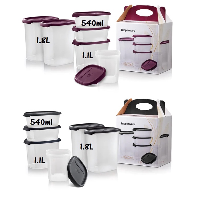Tupperware One Touch Fresh Set 6pcs with Gift Box / Half set (540ml + 1.1L + 1.8L) | Shopee Malaysia