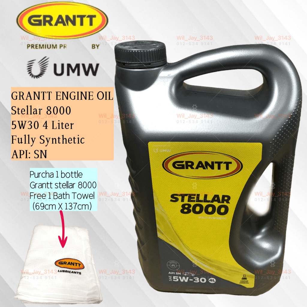 4 LITER GRANTT STELLAR 8000 SAE 5W30 FULLY SYNTHETIC ENGINE OIL. 4L 5W ...
