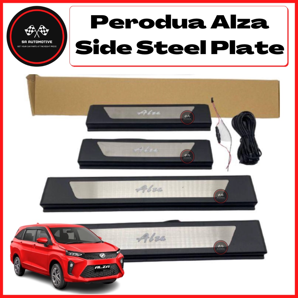 Perodua Alza 2022 Side Steel Plate Door Side Step with Blue LED (4pcs ...