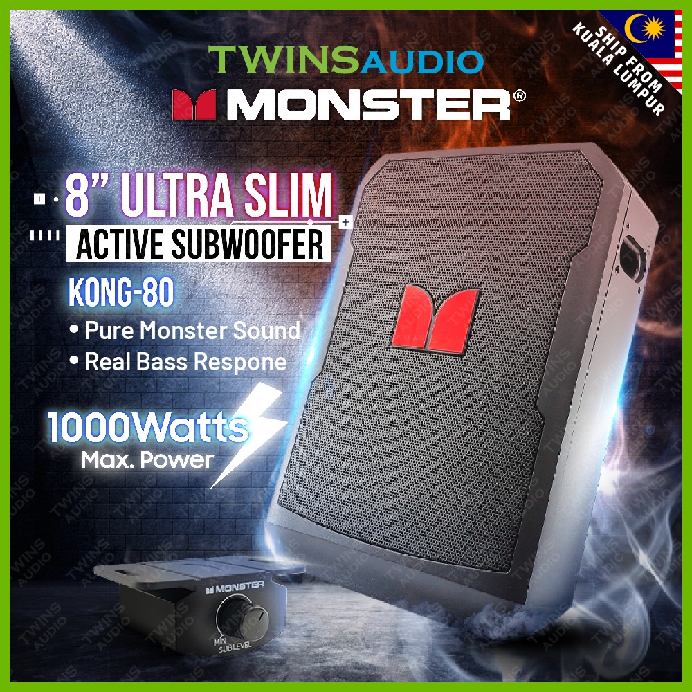 Monster Car Audio Kong-80 Active Underseat Subwoofer 1000 Watts ...
