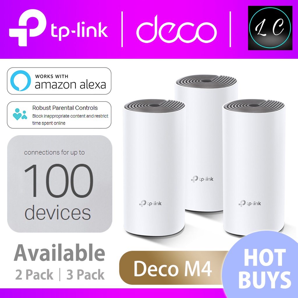 TP-Link Deco M4 (2-Pack/3-Pack) AC1200 Whole Home Mesh 2.4Ghz+5Ghz WiFi ...