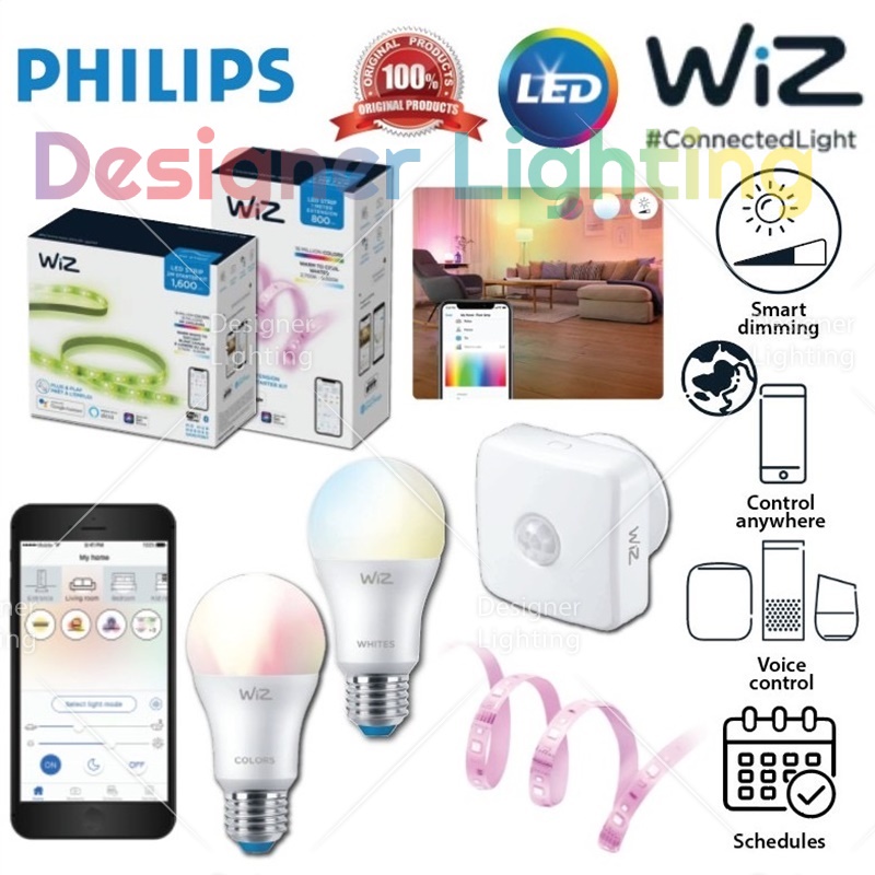 Smart Lamp PHILIPS Wiz Tunable White/Color Bulb 9W E27 LED Bulb Downlight Motion Sensor Remote ...