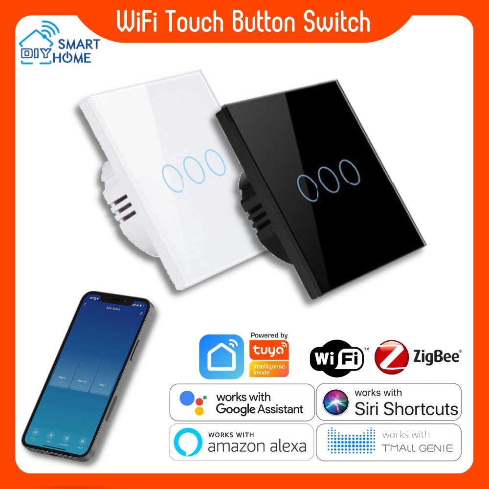 Tuya Wifi Zigbee Touch Button Smart Switch (No neutral) Smart Home ...