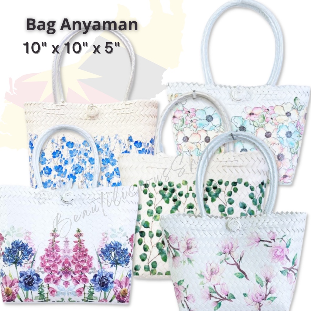 10" x 10" - Beg Anyaman Sarawak Decoupage / Tote Bag Women / Handmade ...