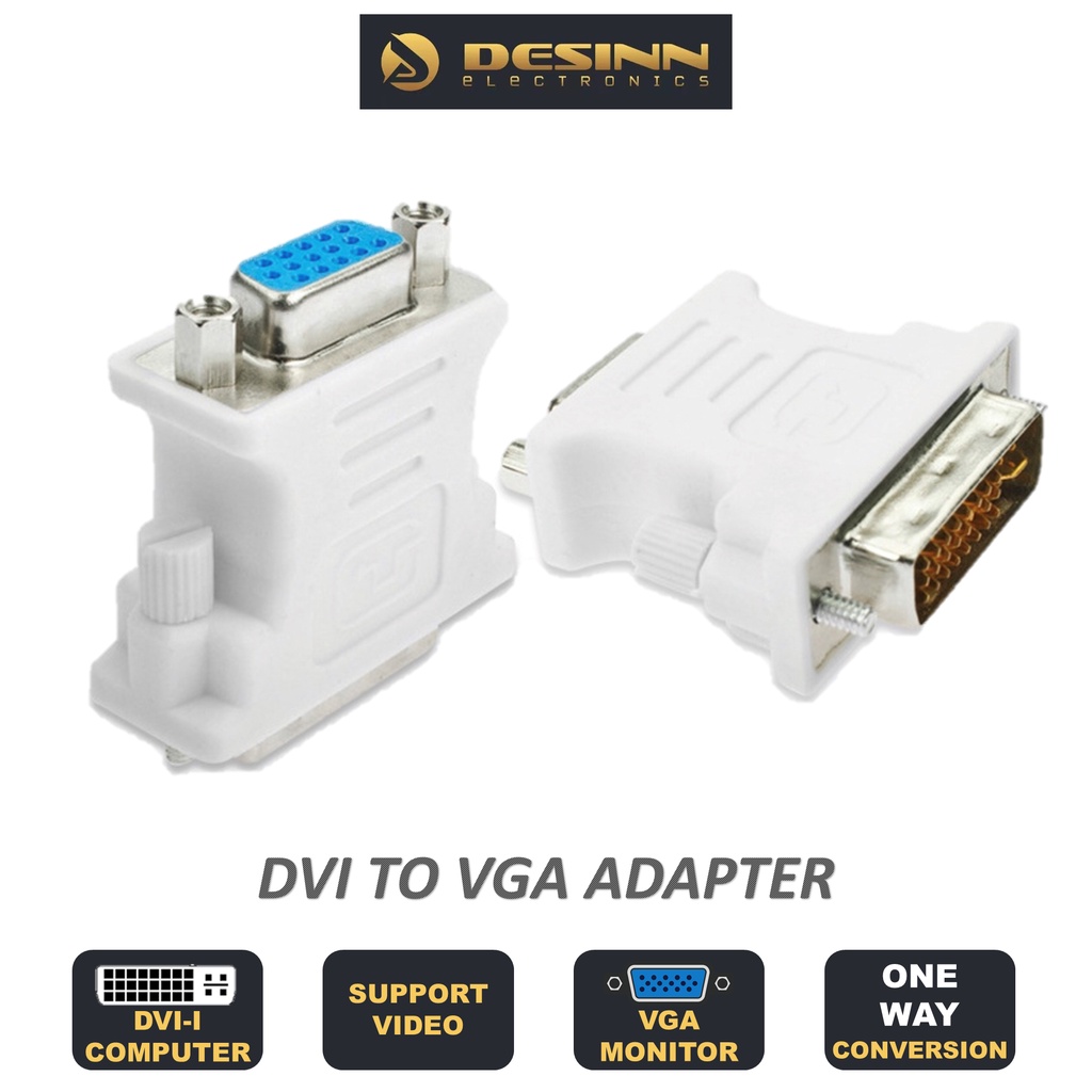DVI 24+5 to VGA Male to Female DVI-I to HD15 monitor Adapter Converter ...