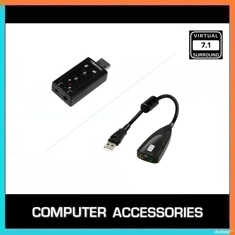 3D 5Hv2 USB Audio Adapter To 3.5mm Microphone Headphone Jack Virtual 7.1 Channel Desktop Laptop ...