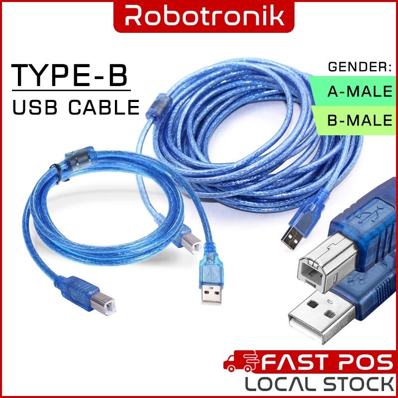 Type-B USB Cable (Data & Power) @ Male (Type-B) to Male (Type-A ...