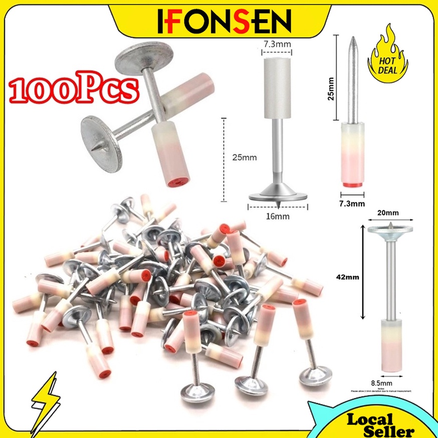 100Pcs Round Steel Nail 25mm Gun Rivet Gun Bullet Nail Gun Concrete ...
