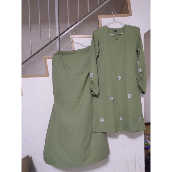 Baju Kurung Preloved Condition Baru New Baju Kurung Raya baru Green Tea ...