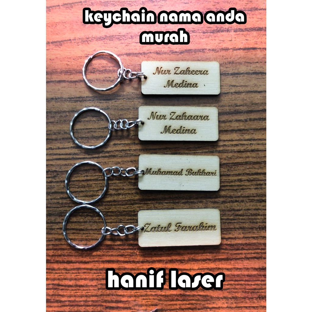custom keychain kayu nama anda atau your name with material wood ...