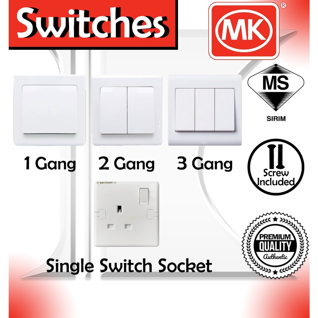 MK 1 Gang/2 Gang/3 Gang 1 Way Wide Rocker SP Switch Single Switch ...