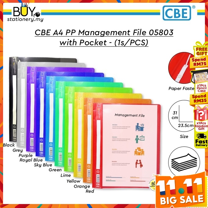 CBE A4 PP Management File 05803 with Pocket -(1/PCS) Fail Student PVC ...