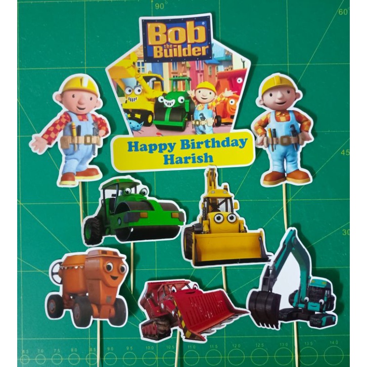 BOB THE BUILDER CAKE TOPPER (FREE ADD NAME) | Shopee Malaysia