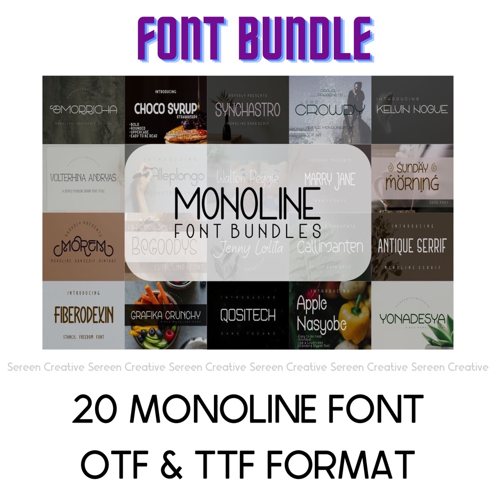 MF08 Monoline Sweet Premium Font Bundle (OTF and TTF) For Ipad, Procreate, Windows, Mac ...