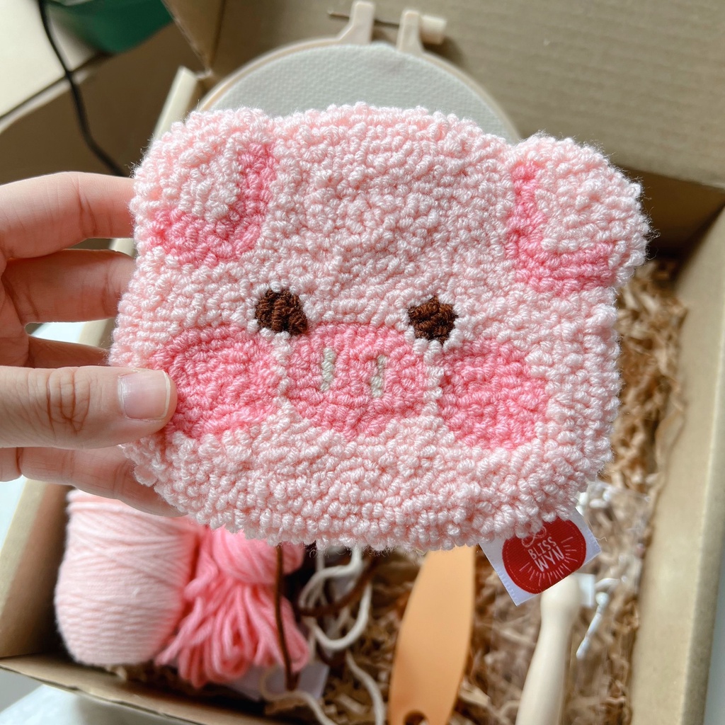 Pink Piggy Punch Needle Kit & Ready Made | Shopee Malaysia