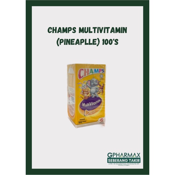 CHAMPS MULTIVITAMIN PINEAPPLE 100 TABLET | Shopee Malaysia