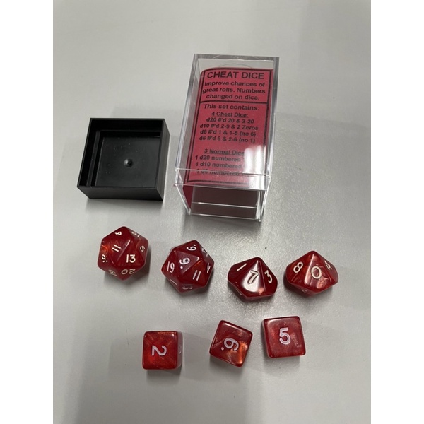 dice rpg red pearlescent poly cheat dice set by chessex 7 dices set ...