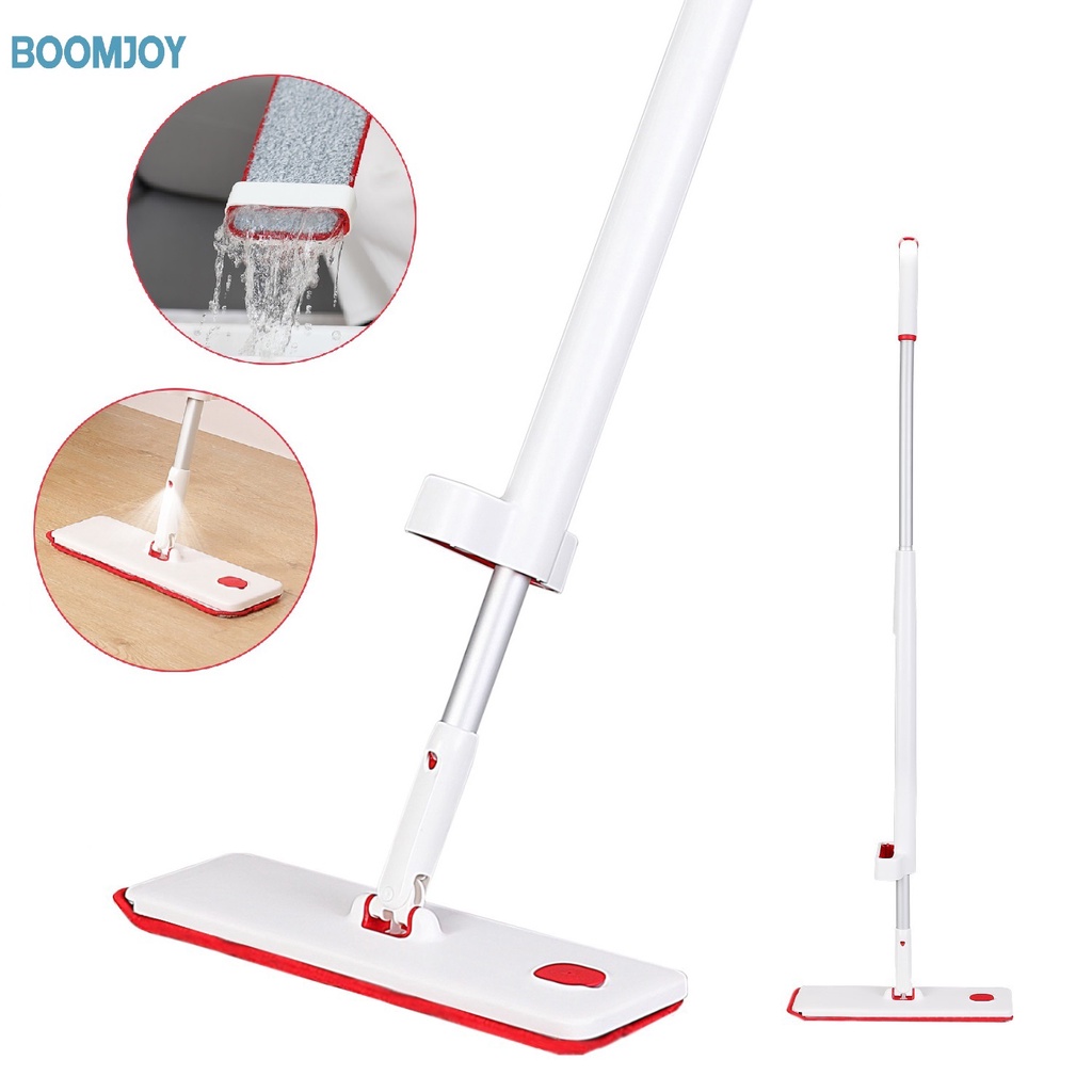 BOOMJOY Spray Mop Mircofiber Pad 360 Rotation Handwashing Handle ...