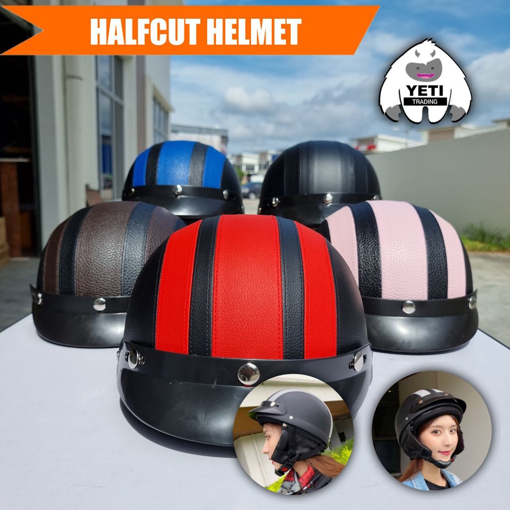 Harley Retro Synthetic Leather Half Cut Motorcycle Helmet | Shopee Malaysia