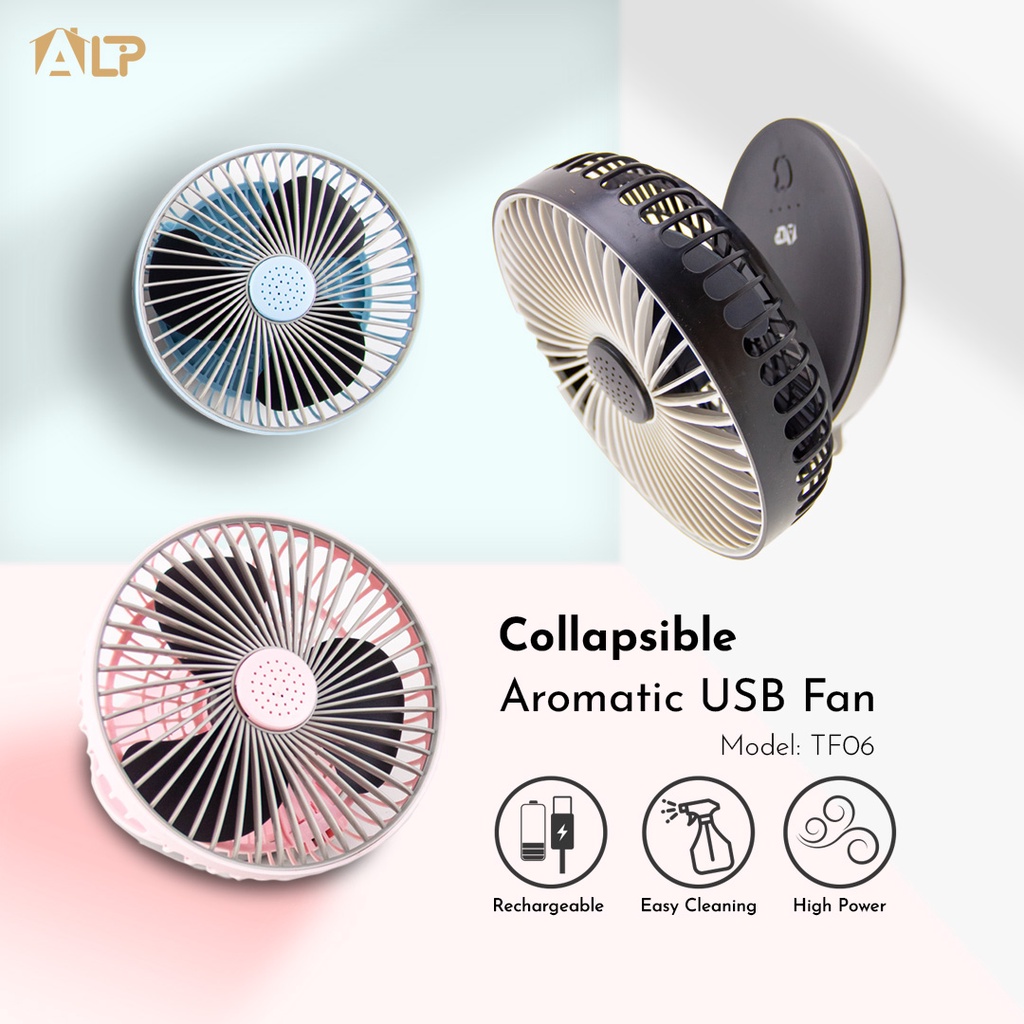 ALP TF06 Rechargeable Fan Camping Fan Folding Intelligent Fan Desktop Fan Aromatic USB Fan Kipas ...