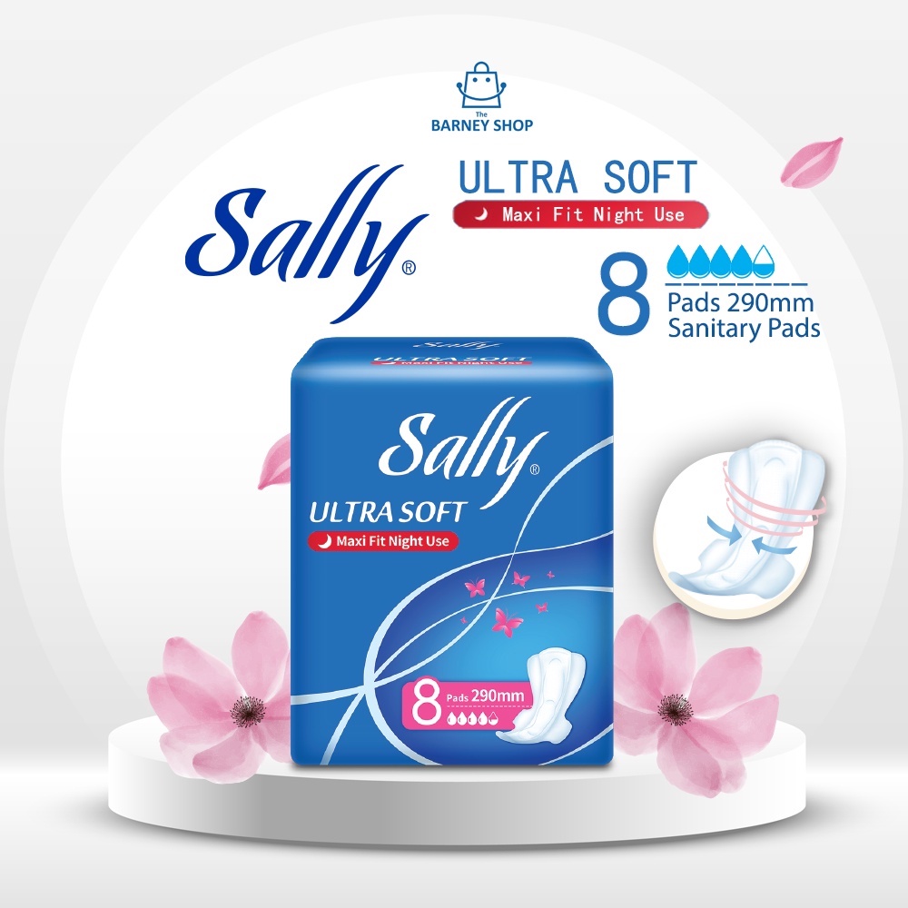 Sally | Sanitary Pad | Ultra Soft Maxi Fit Night Use (29cm) | Shopee ...
