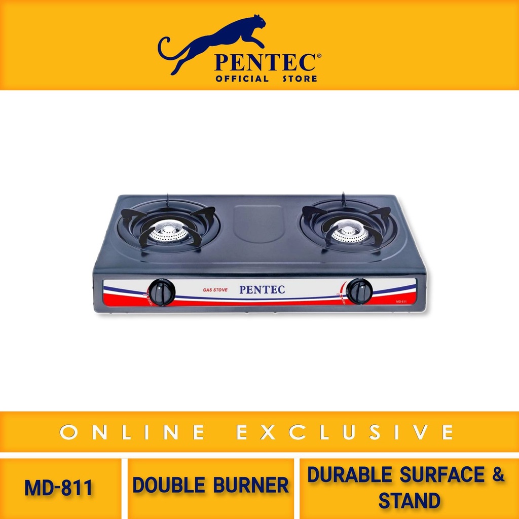 PENTEC Double Burner Epoxy Coated Stand Round Edge Gas Stove MD ...