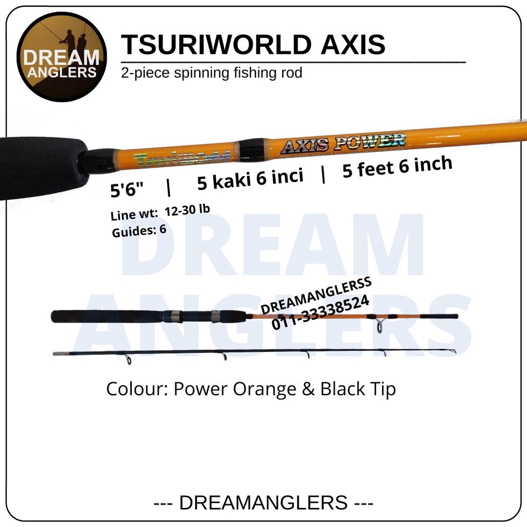 Tsuriworld Axis 5 Feet 6 Inch 12-30lb 2-Piece Spinning Fishing Rod ...