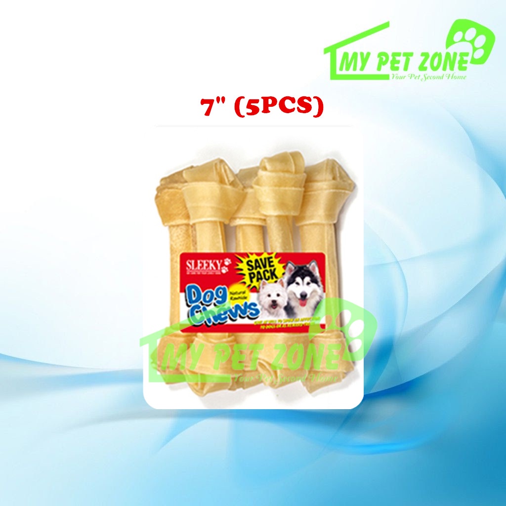 Sleeky Rawhide Dog Chew Knotted Bone 7" (5PCS) | Shopee Malaysia