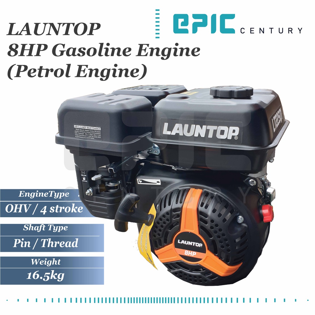 LAUNTOP 8HP AIR-COOLED GASOLINE ENGINE (LT225Q1 PETROL ENGINE) | Shopee ...