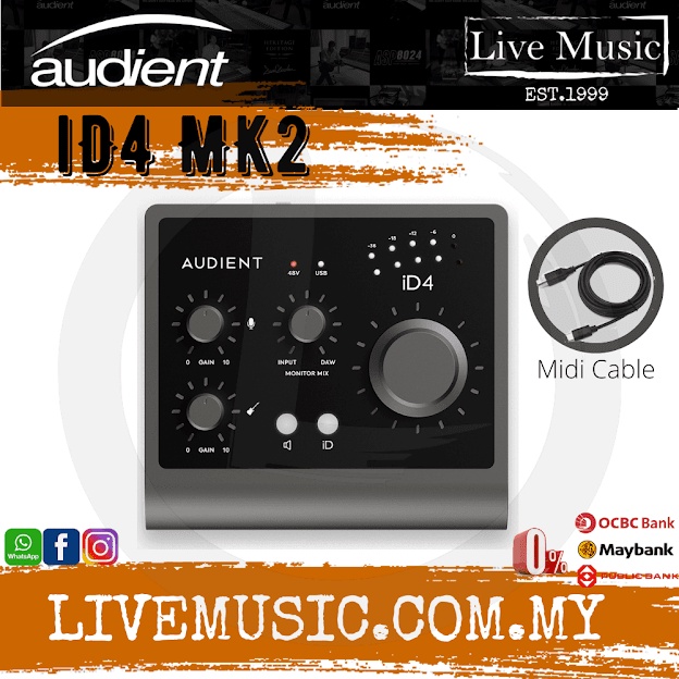 Audient iD4 MK2 High Performance USB Audio Interface ( iD-4 / iD4-MK2 ...
